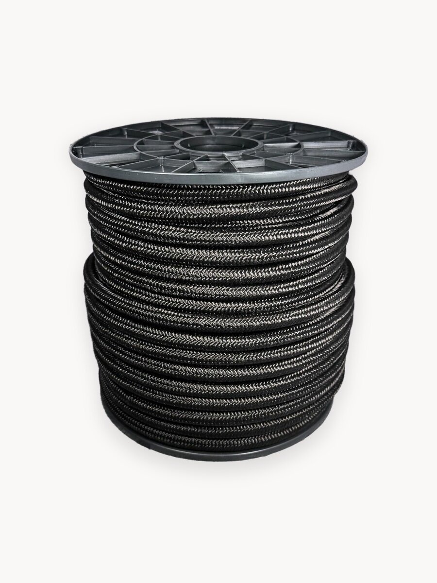 Веревка 14 мм 50 м черная. Канат. Шнур плетеный полипропиленовый с сердечником