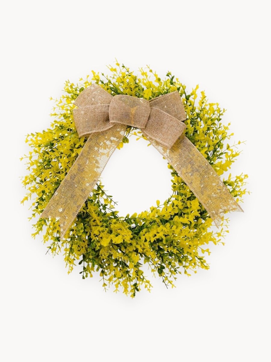 Венок из Искусственных Желтых Листьев для Входной Двери Фермерских Домов, Свадебные Праздничные Украшения, Венок Для Входной Двери, Весенний Венок