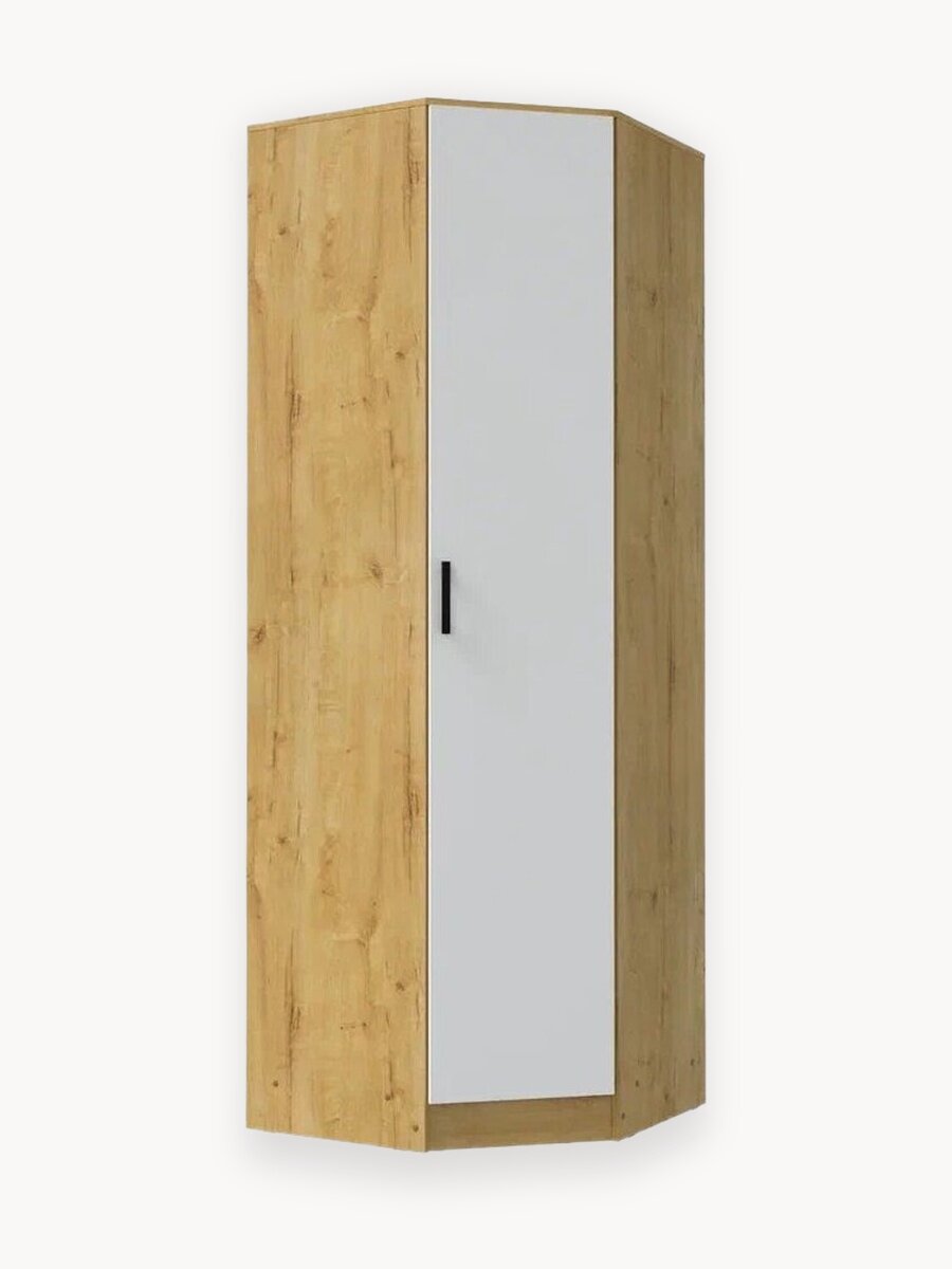 Шкаф распашной Угловой "Эра" Дуб Вотан/Белый гладкий, 76/76х48,7х220 см