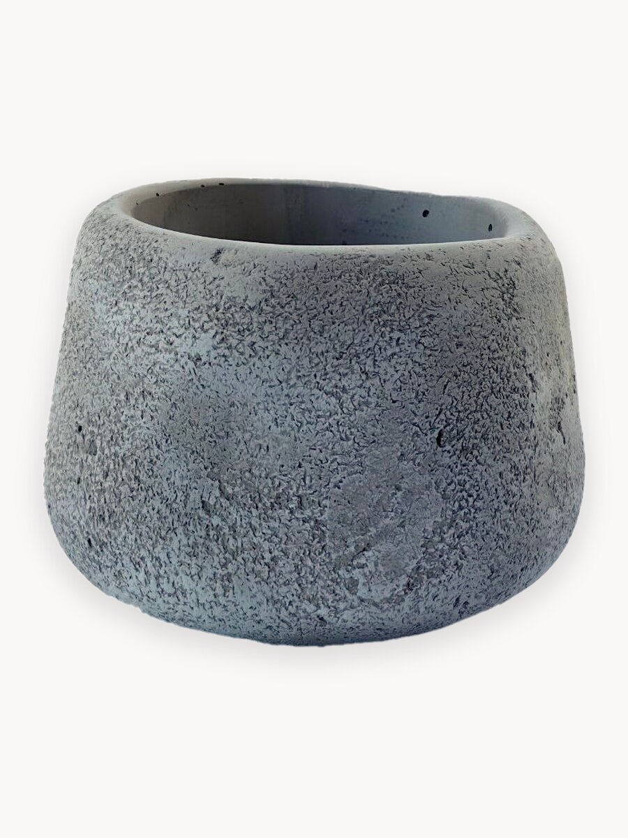 Кашпо декоративное BARABASH, фактура «Камень», бетон, ручное изготовление, светло-серое, 16х11 см