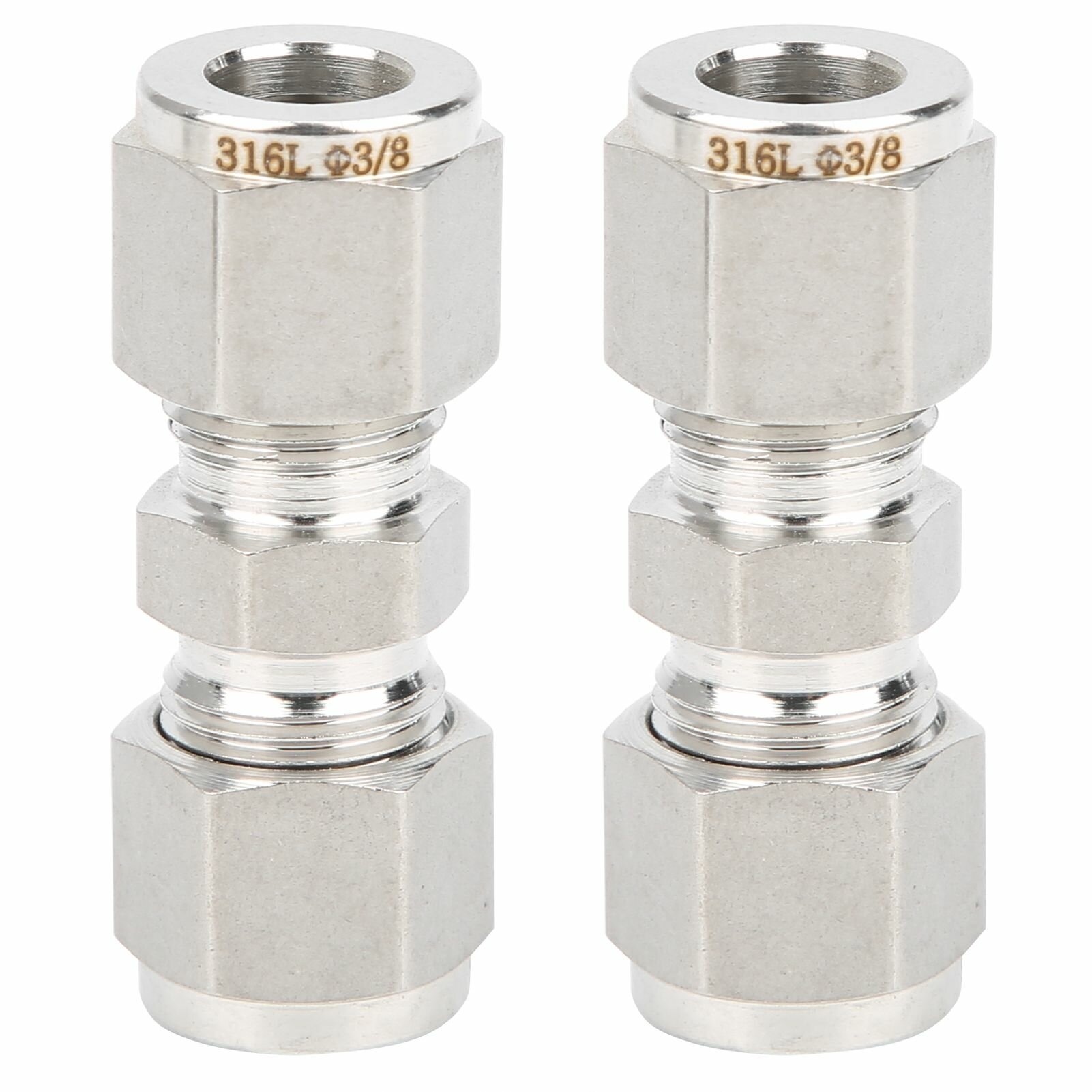 2 шт. 3/8 "компрессионные фитинги из нержавеющей стали, прямые двойные переходники для труб с обжимным кольцом для труб, устойчивые к коррозии высокого давления