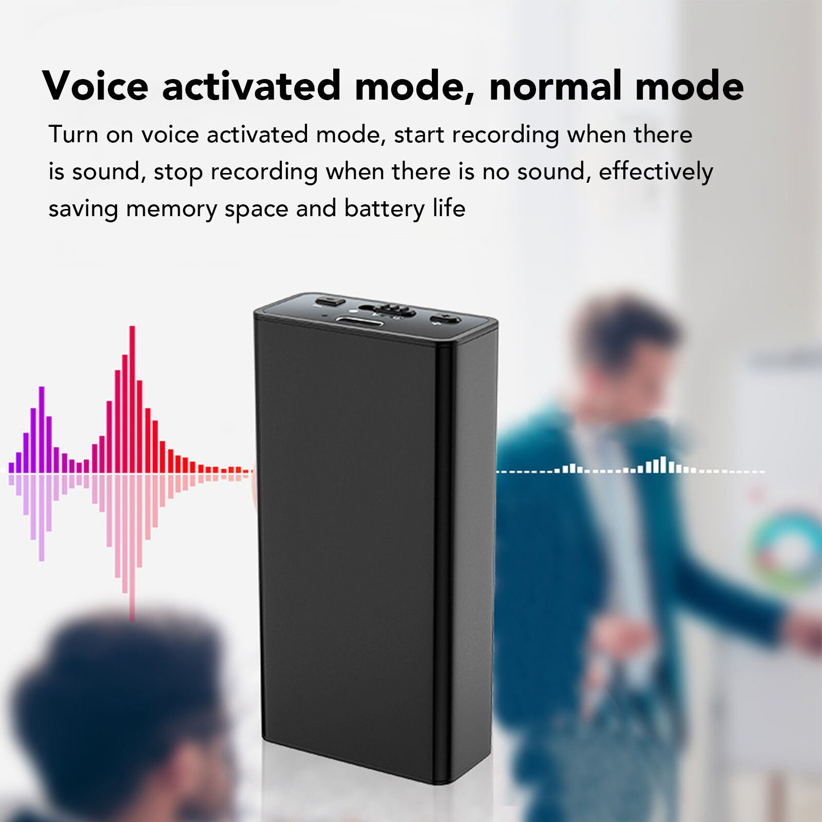 Диктофон с шумоподавлением, длительное время ожидания, магнитное устройство для записи голоса, 64 ГБ