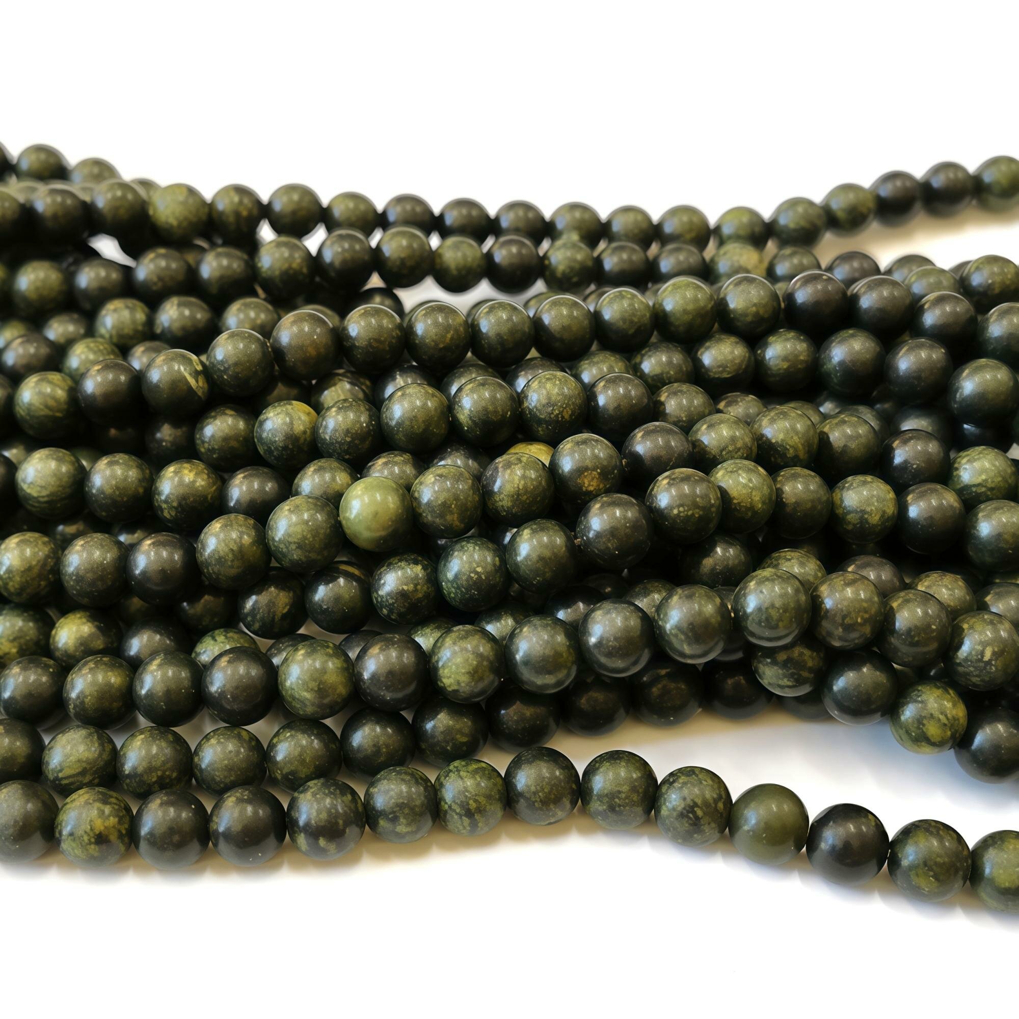 Бусины каменные, змеевик, матовый, 8мм, 48 шт, низка