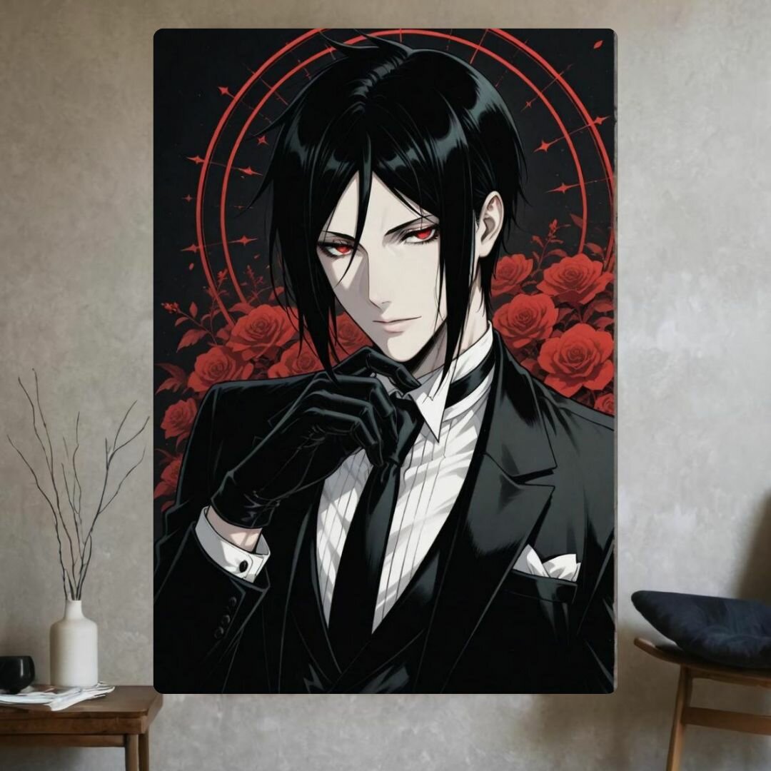 Картина на металле (аниме - Тёмный Дворецкий) Себастьян, 20*30см