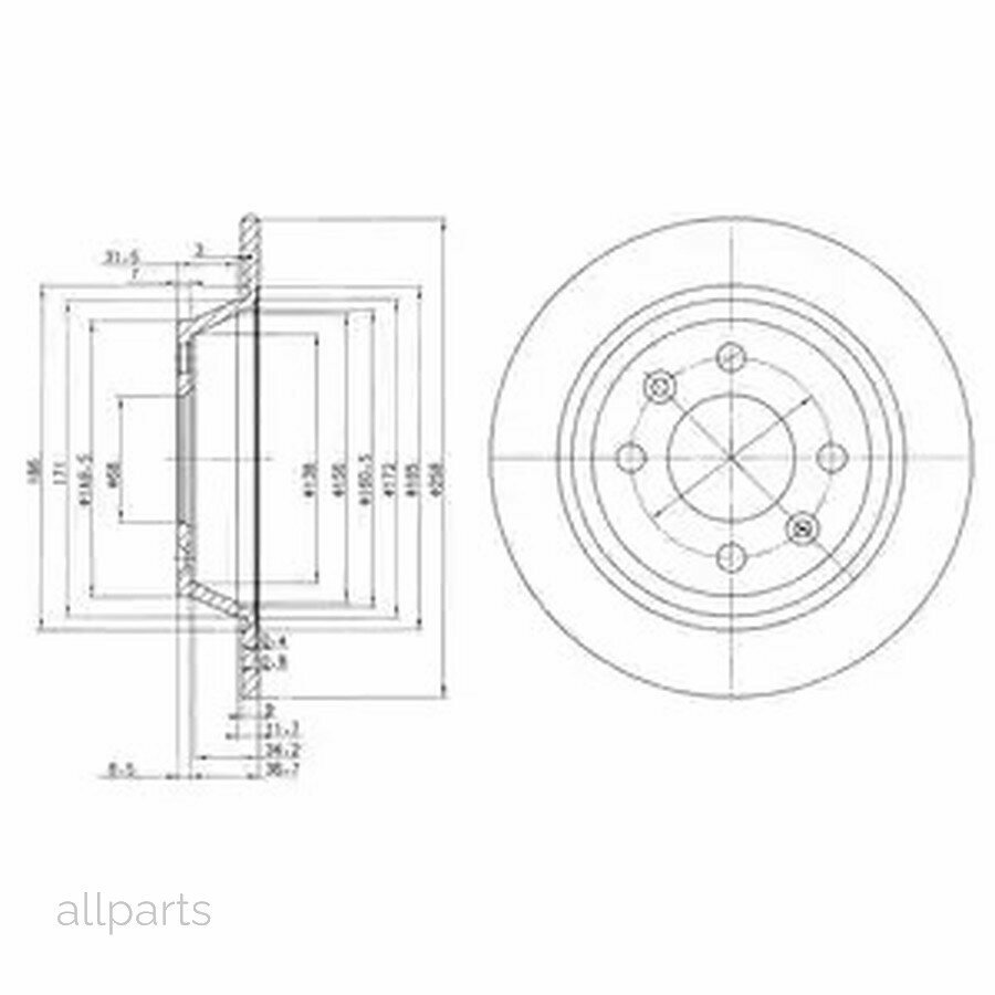 DELPHI BG2420 Диск торм. зад.[258x9] 4 отв.