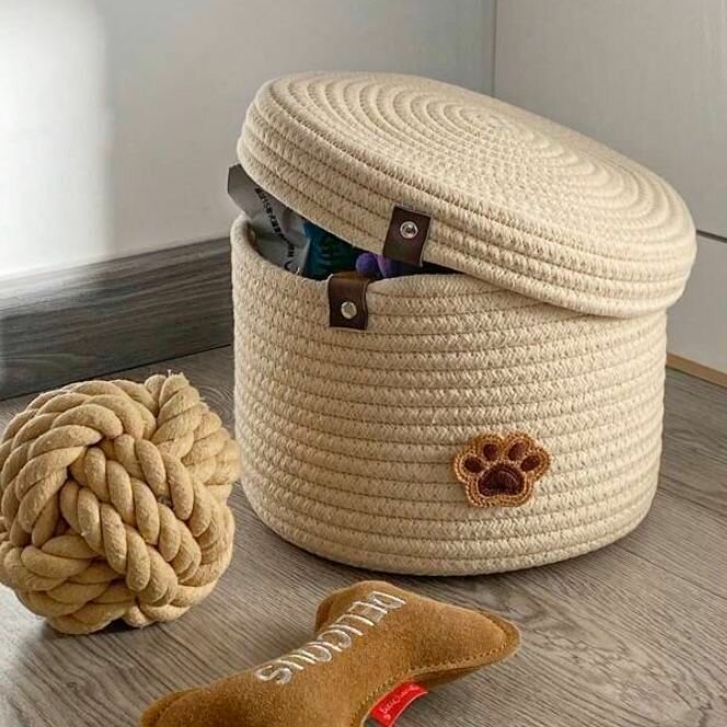 Корзина для игрушек "Лапка", для собак и кошек, из джут, 36 см, 1 шт