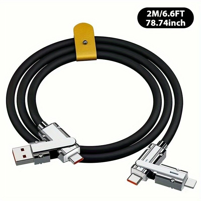 Кабель для мобильных устройств, 2 метра, (USB-Type-C и Lightning) черный