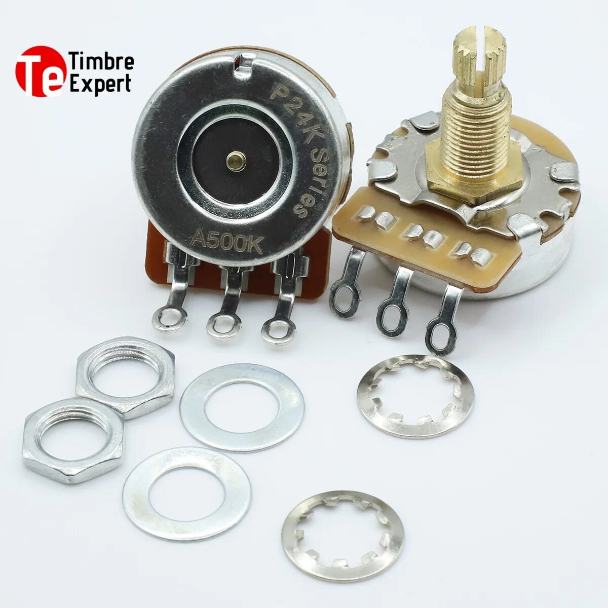 2 шт. латунный потенциометр с длинным валом 18 мм, 18 зубов A250K/B250K/A500K/B500K для электрогитары и деталей громкости тона баса