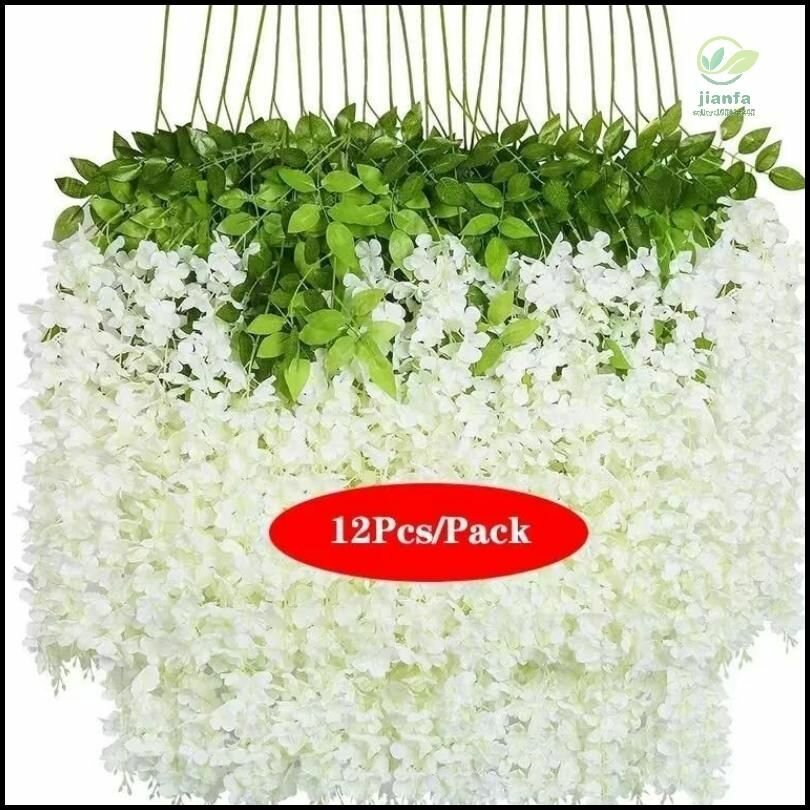 Набор из 12 искусственных цветущих лиан для декора интерьера, белые