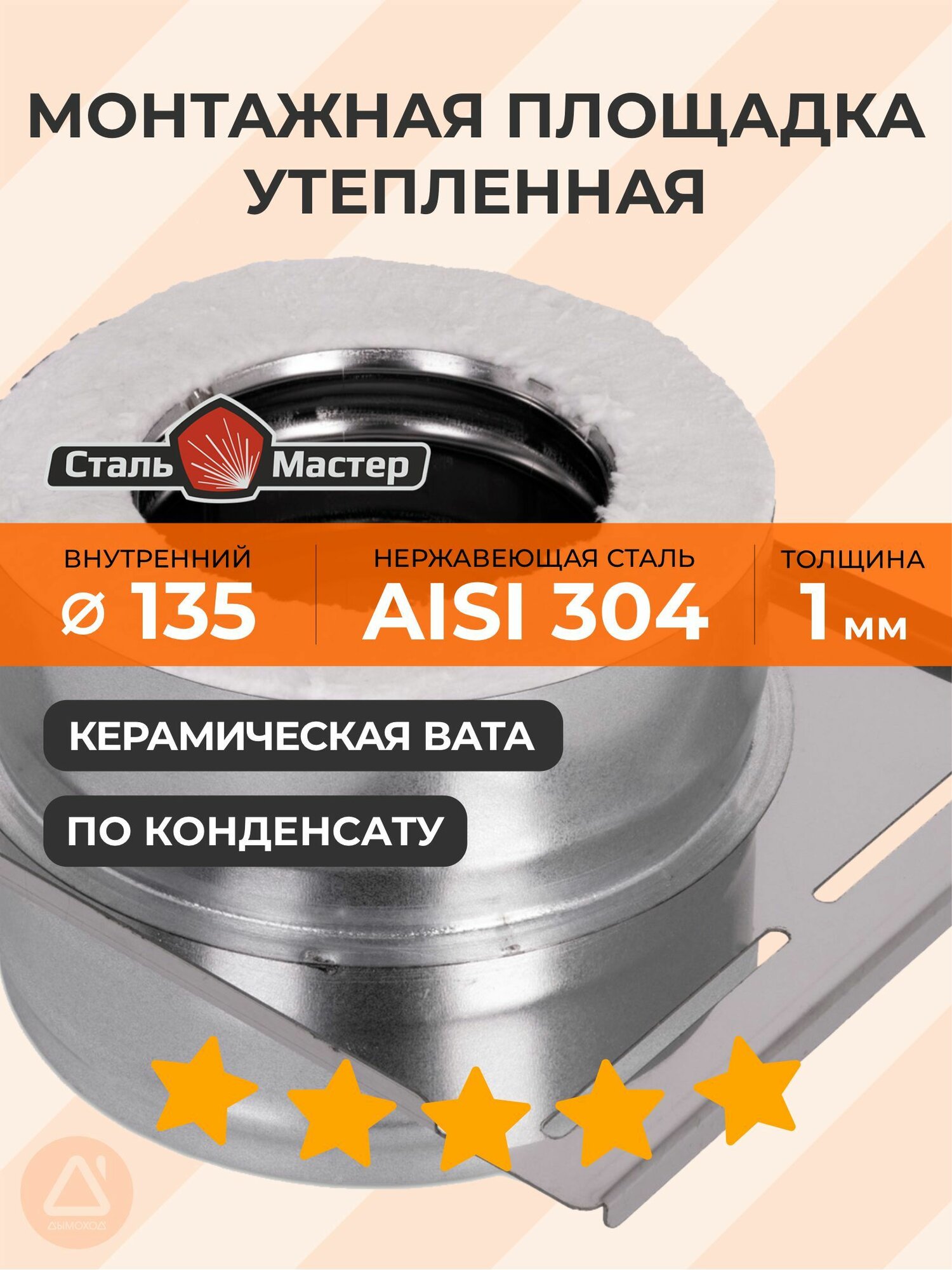 Монтажная площадка утепленная К 135 / 220 нерж 1 мм (AISI 304) / оцинковка супервул
