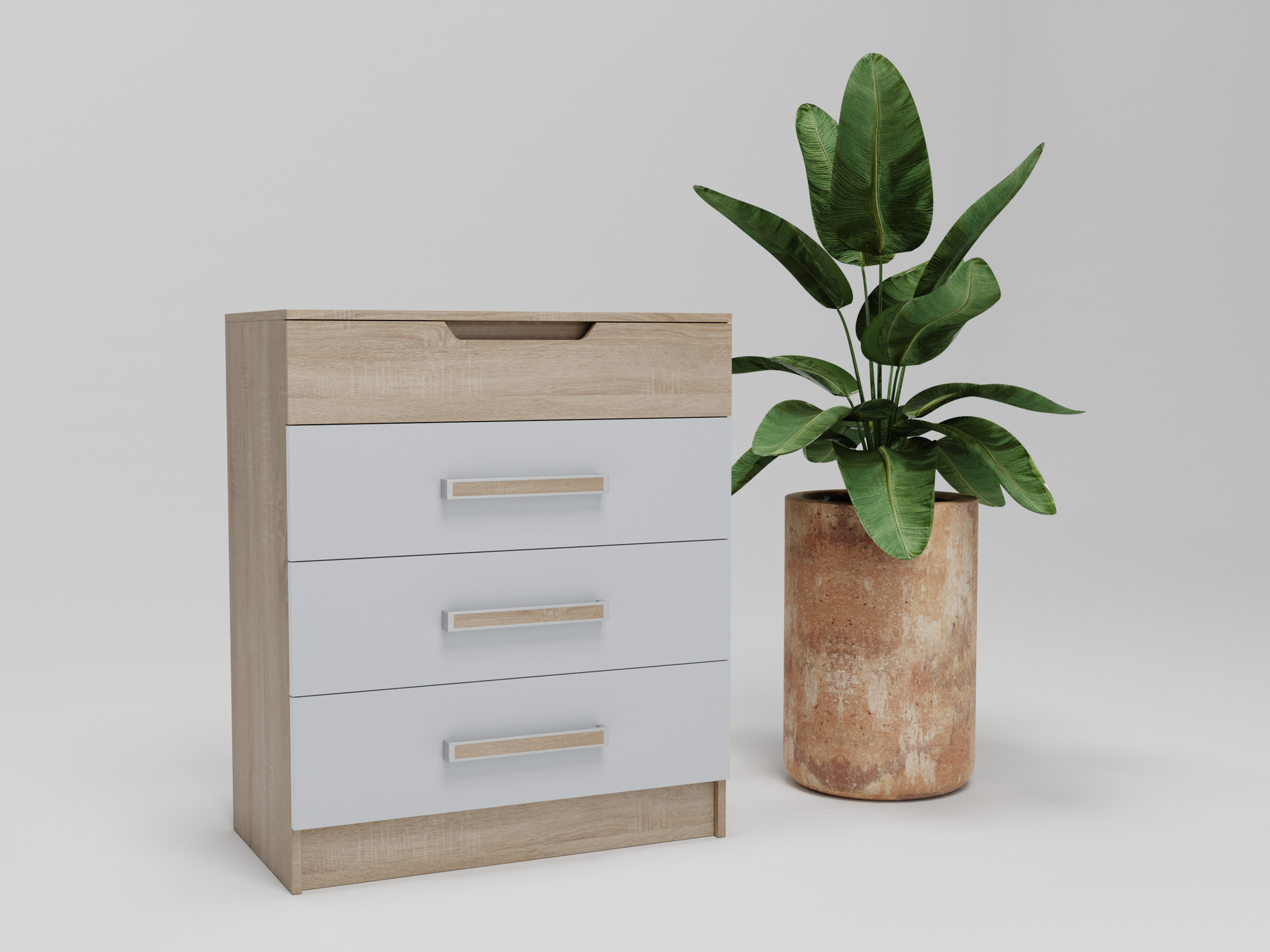 Комод Домино, 4 ящика, сонома/белый, ЛДСП, 80х45х95 см