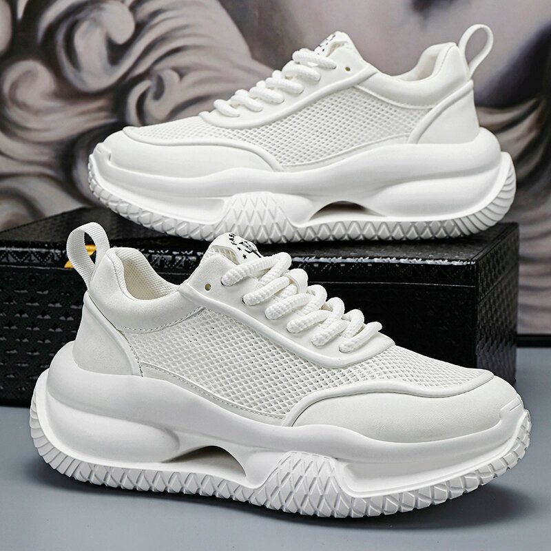 MOOCIE Мужская обувь осень 2025 года, новые сетчатые дышащие повседневные спортивные кроссовки с толстой подошвой, с повышенной амортизацией для бега и папы, модные кроссовки