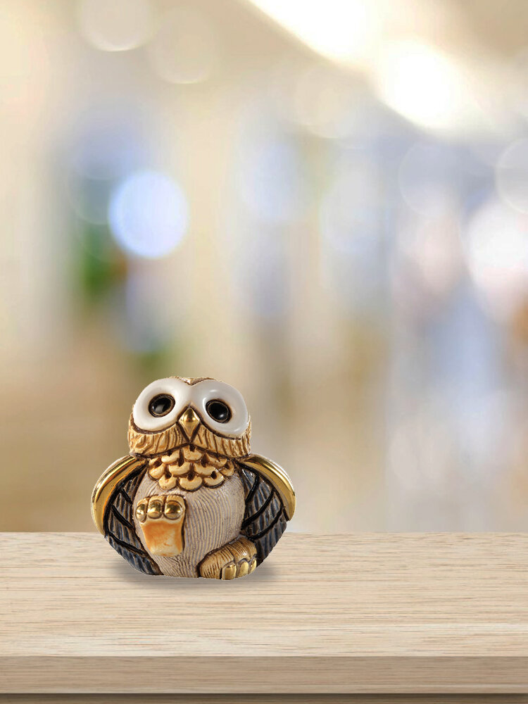 Статуэтка De Rosa "Сова мини", ручная работа, керамика, разноцветная h=4.5; 5х4 см