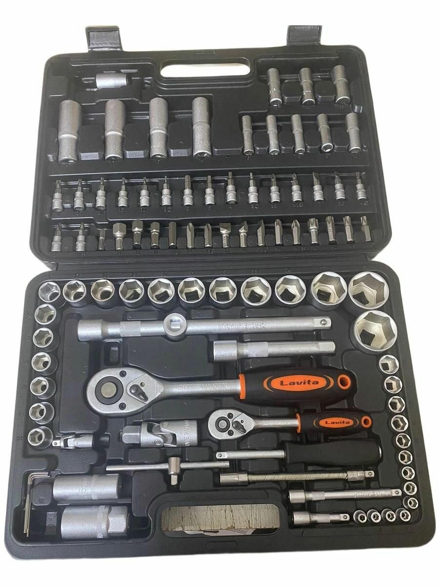 Набор инструмента 94 ЕД, Квадрат 1/2" 1/4" В пластиковом чемодане