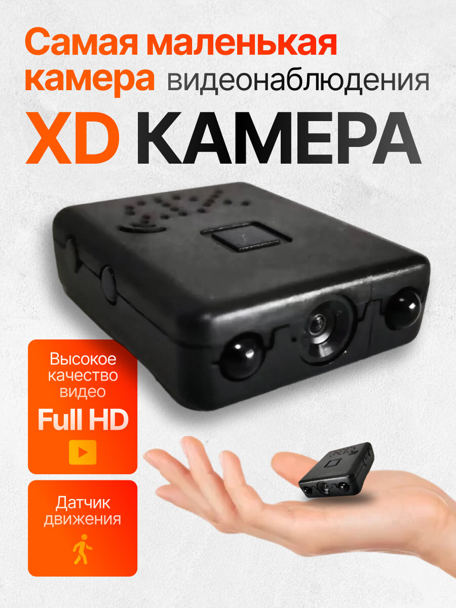 Мини-камера WiFi Full HD, с датчиком движения и ночным режимом, приложение для просмотра