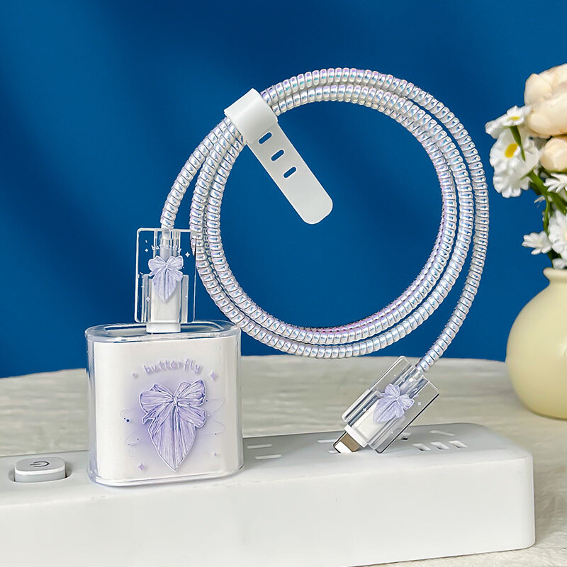 Защитный чехол для зарядного устройства, для Apple, с кусачками для проводов, розовый бант