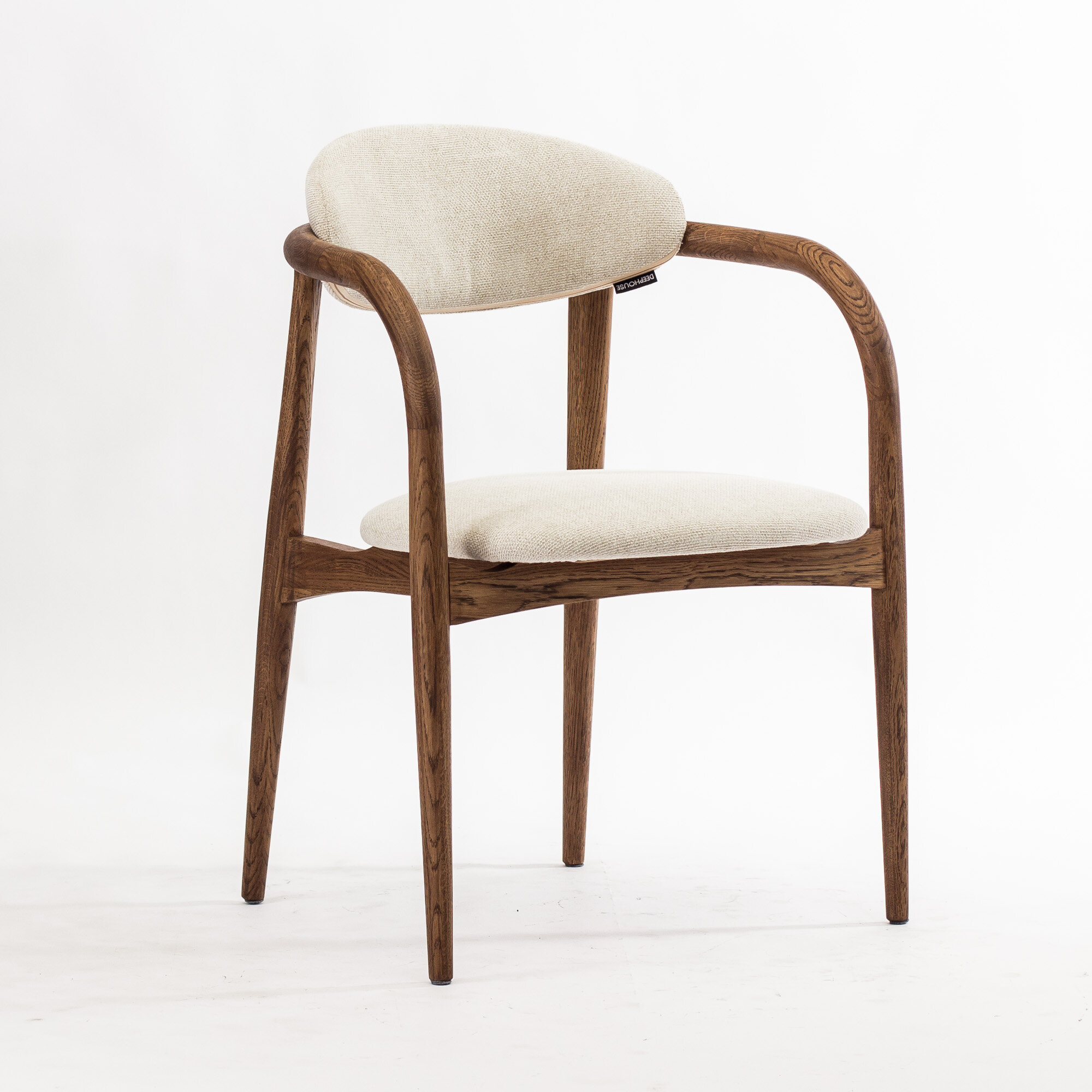 Стул Женева кремовая ткань дуб (тон коньяк) для дома/для гостиной/для столовой/для кафе/кухонный стул/стул кухонный