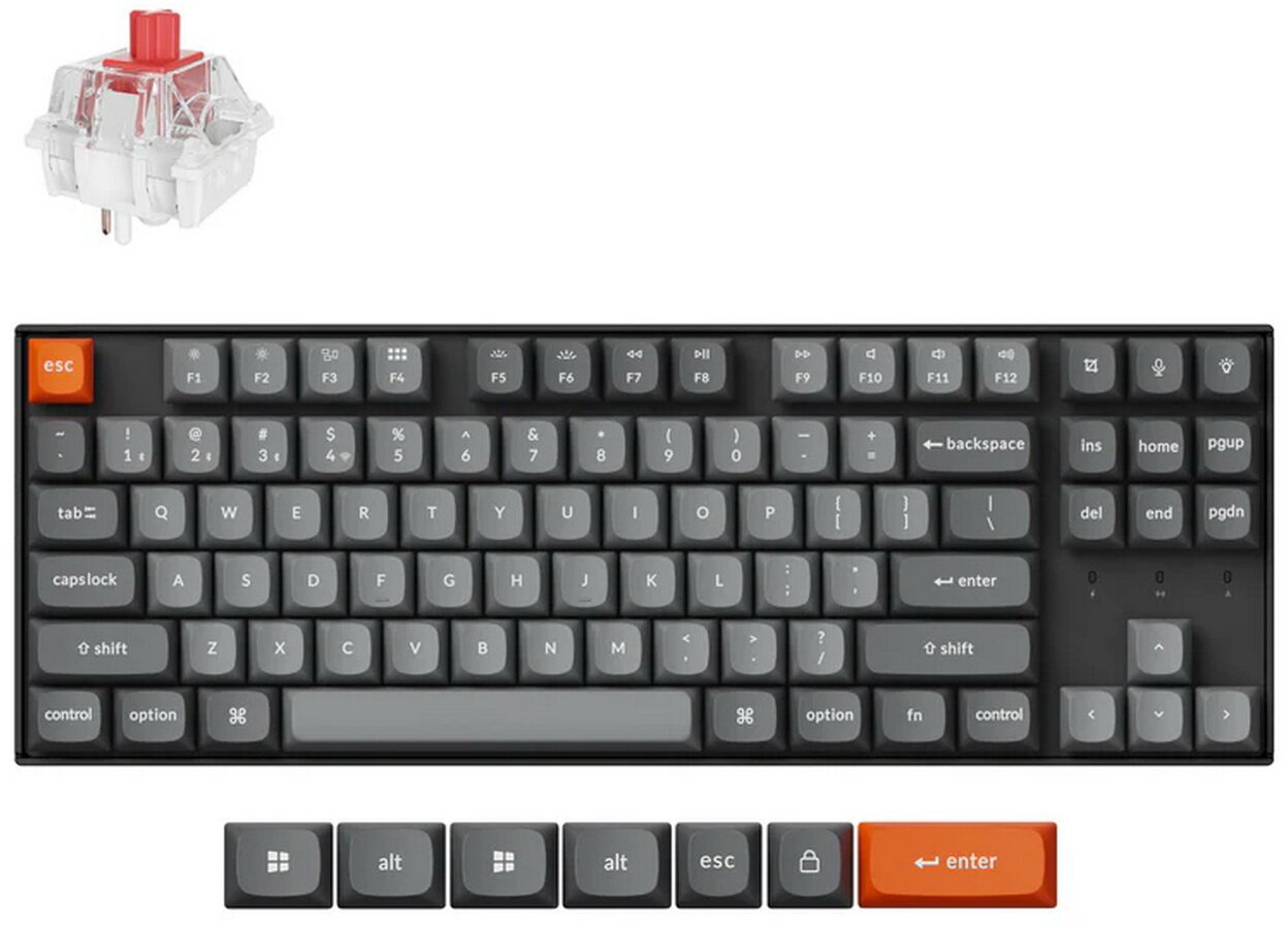 Беспроводная механическая клавиатура QMK Keychron K8 Max, 87 клавиш, RGB подсветка, Hot-swap, алюм. рамка Keychron Red Switch