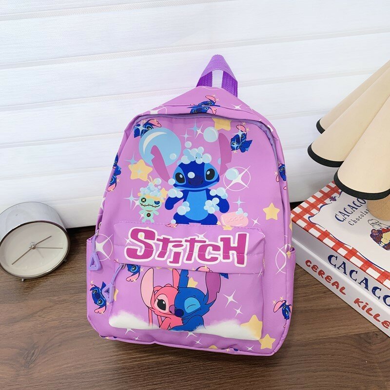 Cute love bubble ice cream lilo angel cartoon printed children backpack for school and outdoor activities, purple