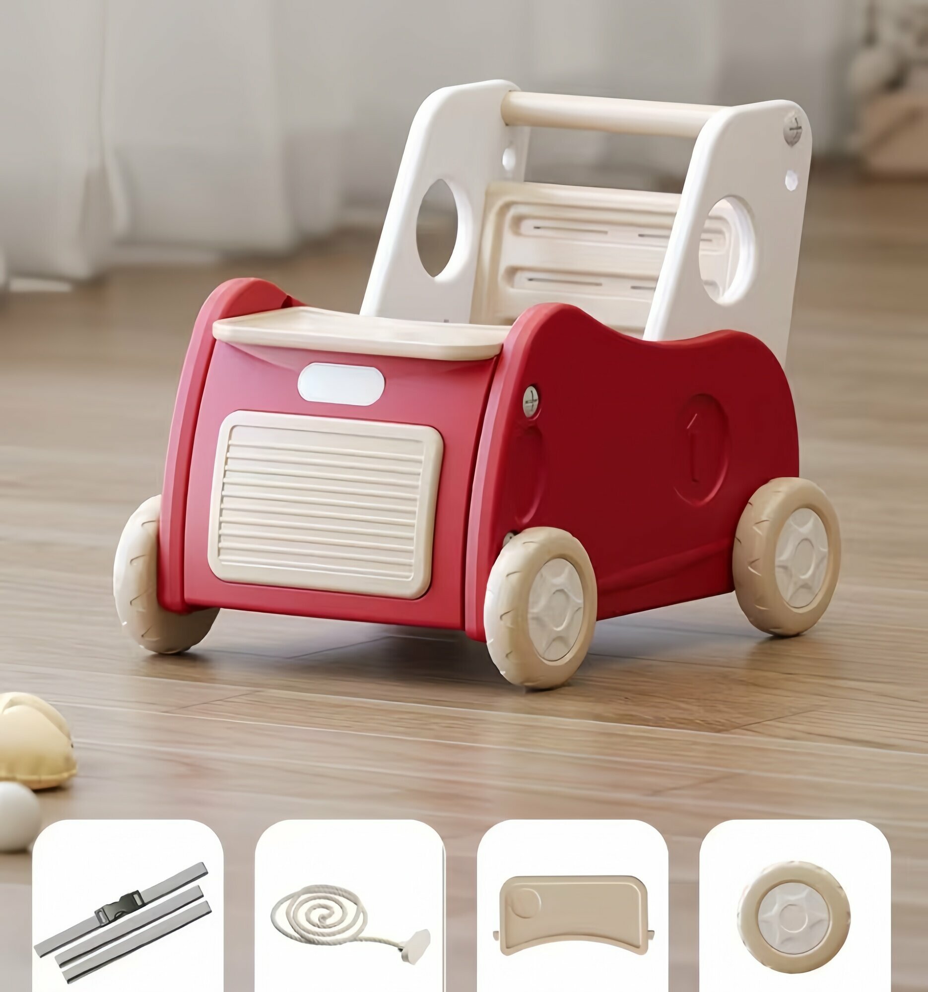 331958, Ходунки каталка Happy Baby Vroomy, машинка каталка, для мальчиков и девочек, пушкар, толкар, молочная