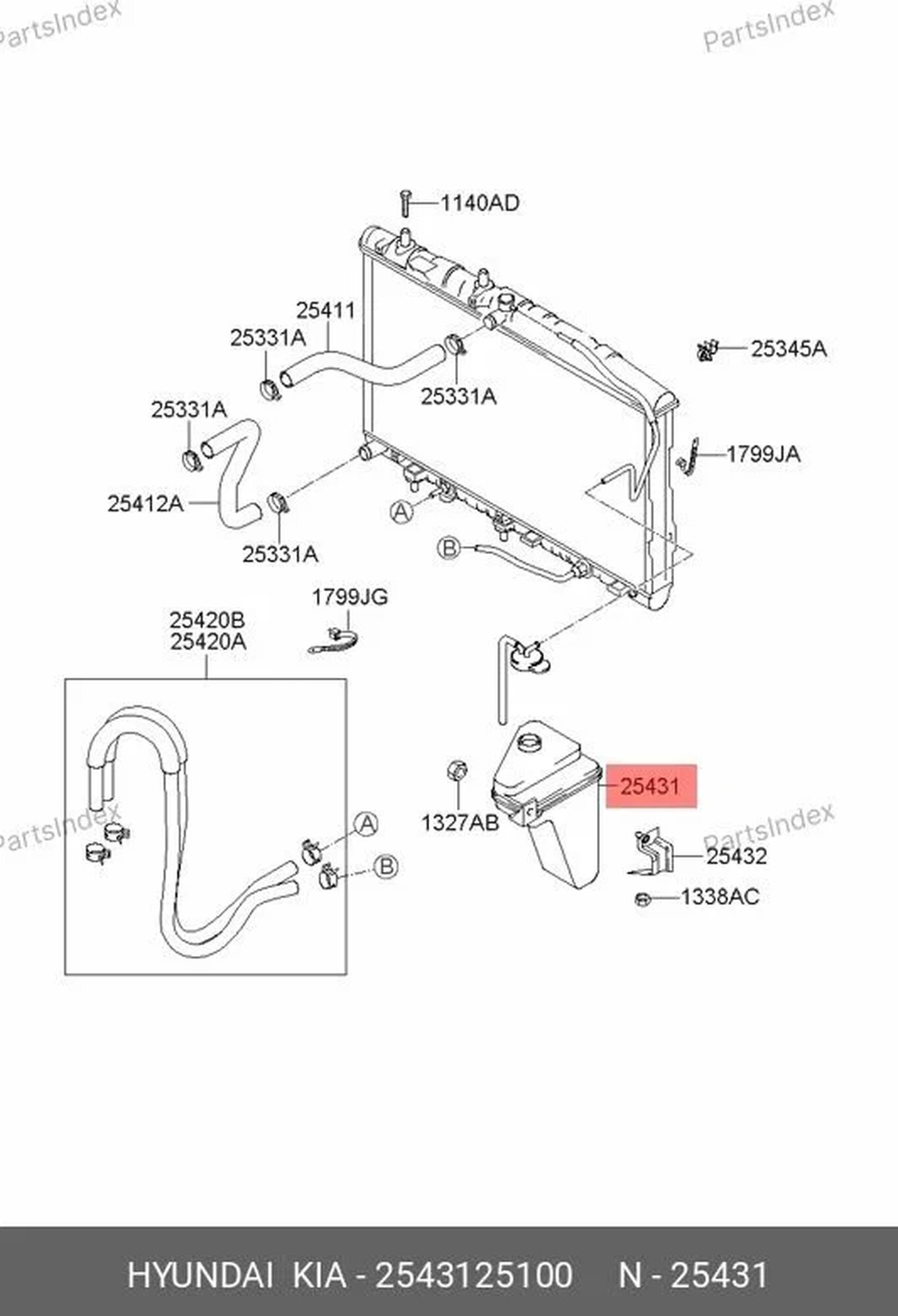 Бачок расширительный 2543125100 Hyundai-KIA, для проверки применяемости, 1 шт