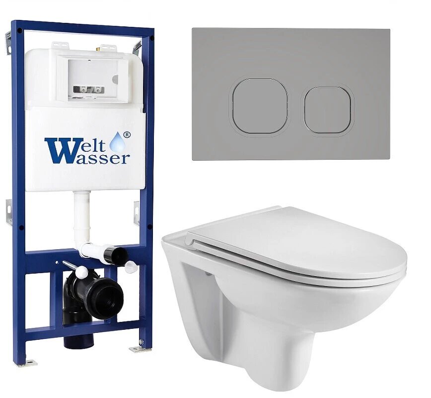 Комплект унитаза с инсталляцией WELTWASSER BAMBERG 525 + BAARBACH 004 GL-WT + BAMBERG CR