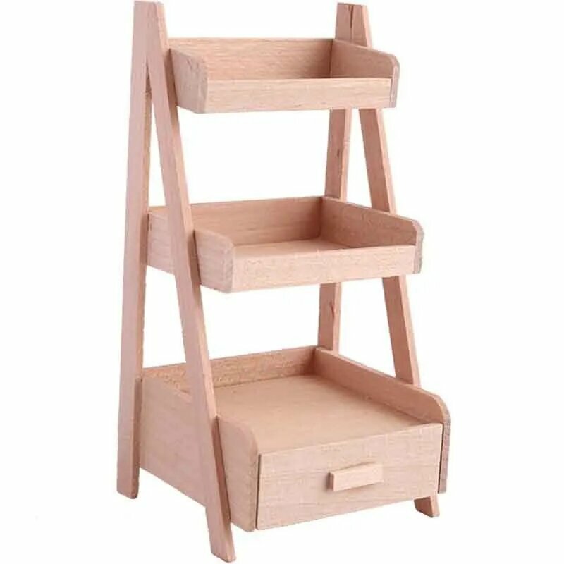 Дом игрушек 1: 12 миниатюрные деревянные неокрашенные стеллажи для хранения цветов, подходящие для украшения дома игрушек и DIY