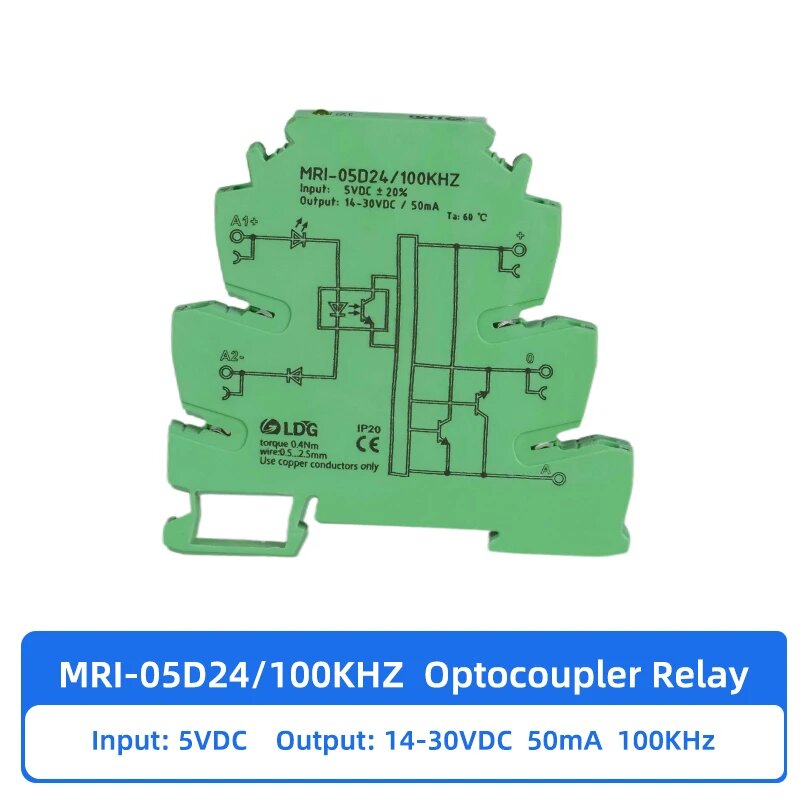 MRI-05D24 100 кГц ПЛК светодиодное оптопара реле 5 В постоянного тока 8 мА входной выход 14-30 В постоянного тока 50 мА интерфейс релейный модуль напряжения DIN для автоматизации