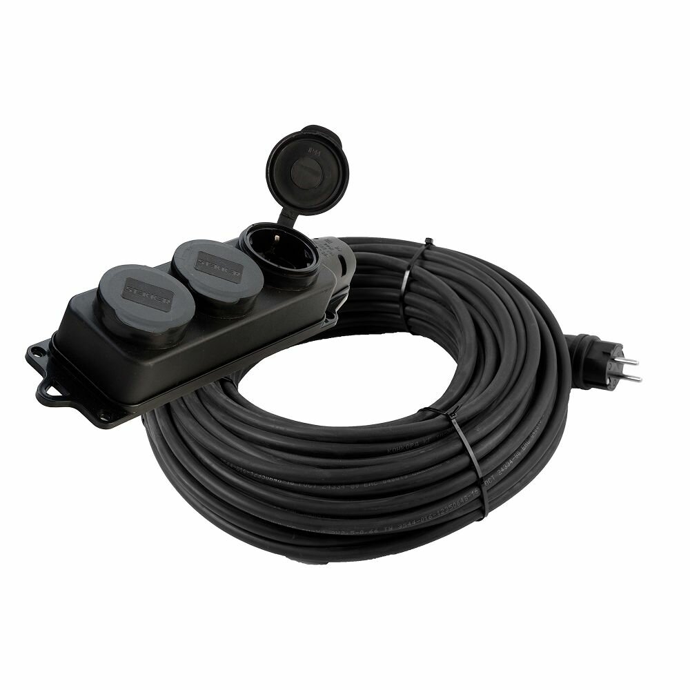 Удлинитель 3-местный STEKKER Professional с/з КГ 3*1,5мм2, IP44, 20м, 16A (50013)