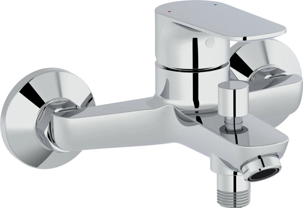 Смеситель для ванны с душем Jacob Delafon Oscar E29844-CP настенный, однорычажный, хром, глянцевый, латунный, без лейки, с керамическим картриджем