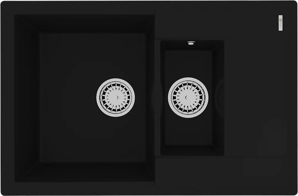 Мойка кухонная Lemark Ramza 760 9910037 76x50, прямоугольная, мойка для кухни, с крылом, черная, серая, матовая