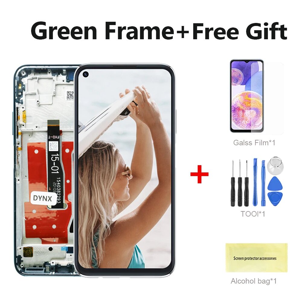 6,4 'для Huawei P40 Lite ЖК-дисплей с цифровым преобразователем сенсорного экрана в сборе JNY-LX1 JNY-L21A P40 Lite Pantalla ЖК-дисплей, запасные части OLED Green Frame