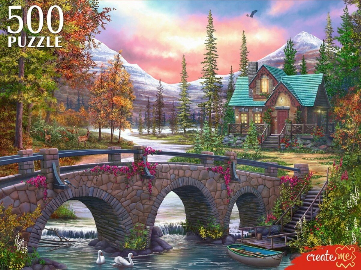 Пазл для взрослых Рыжий Кот 500 деталей: Волшебный домик в горах (уценка)