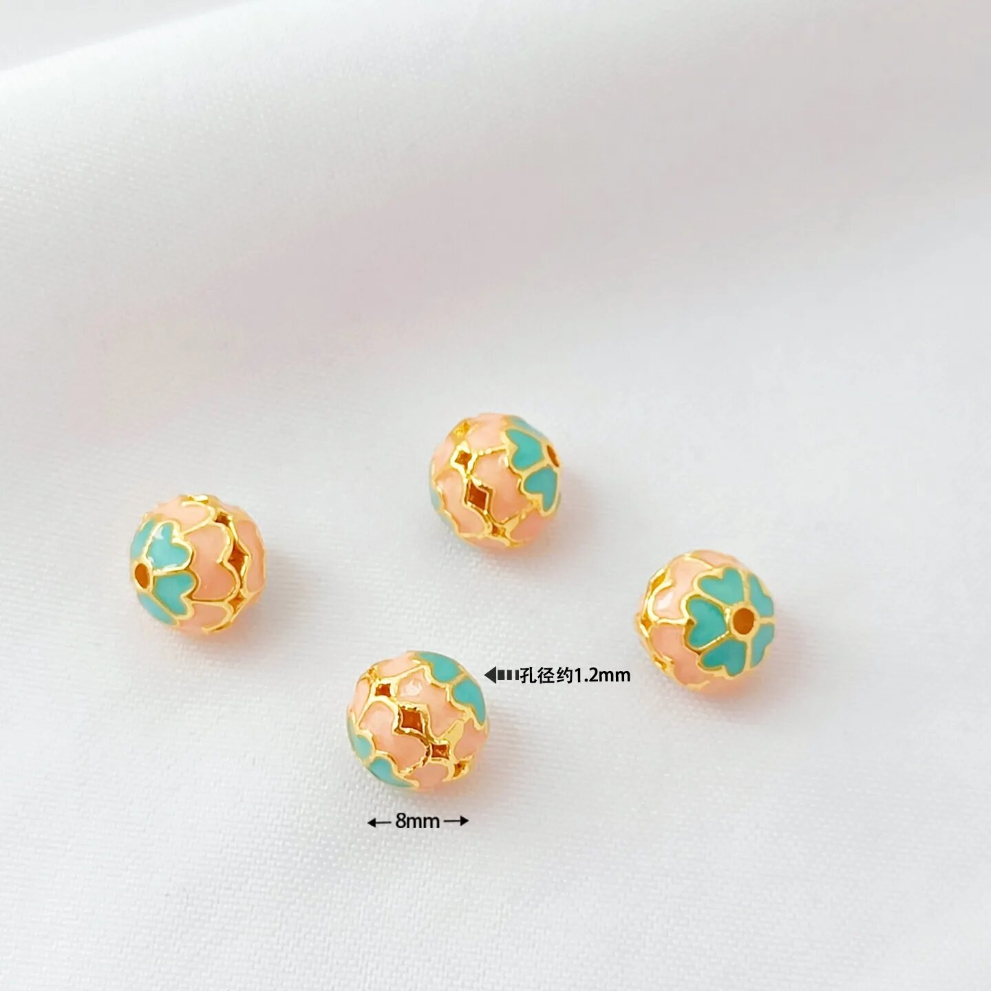 Медный сплав с покрытием из 18-каратного золота, управляемый маслом и перегородчатой голубой круглой прокладкой из бисера 6/8/10 мм, аксессуар из материала «сделай сам»