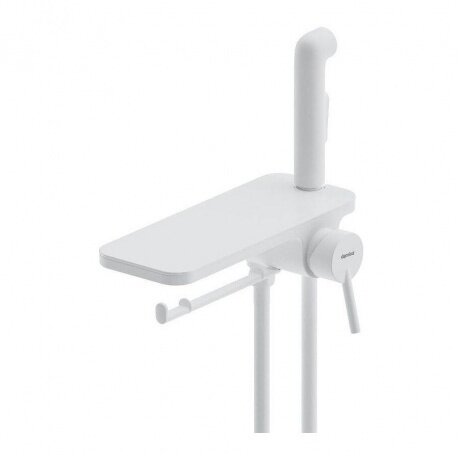 Монтируемый в стену смеситель с гигиеническим душем Damixa Jupiter 773500200 с полкой, белый