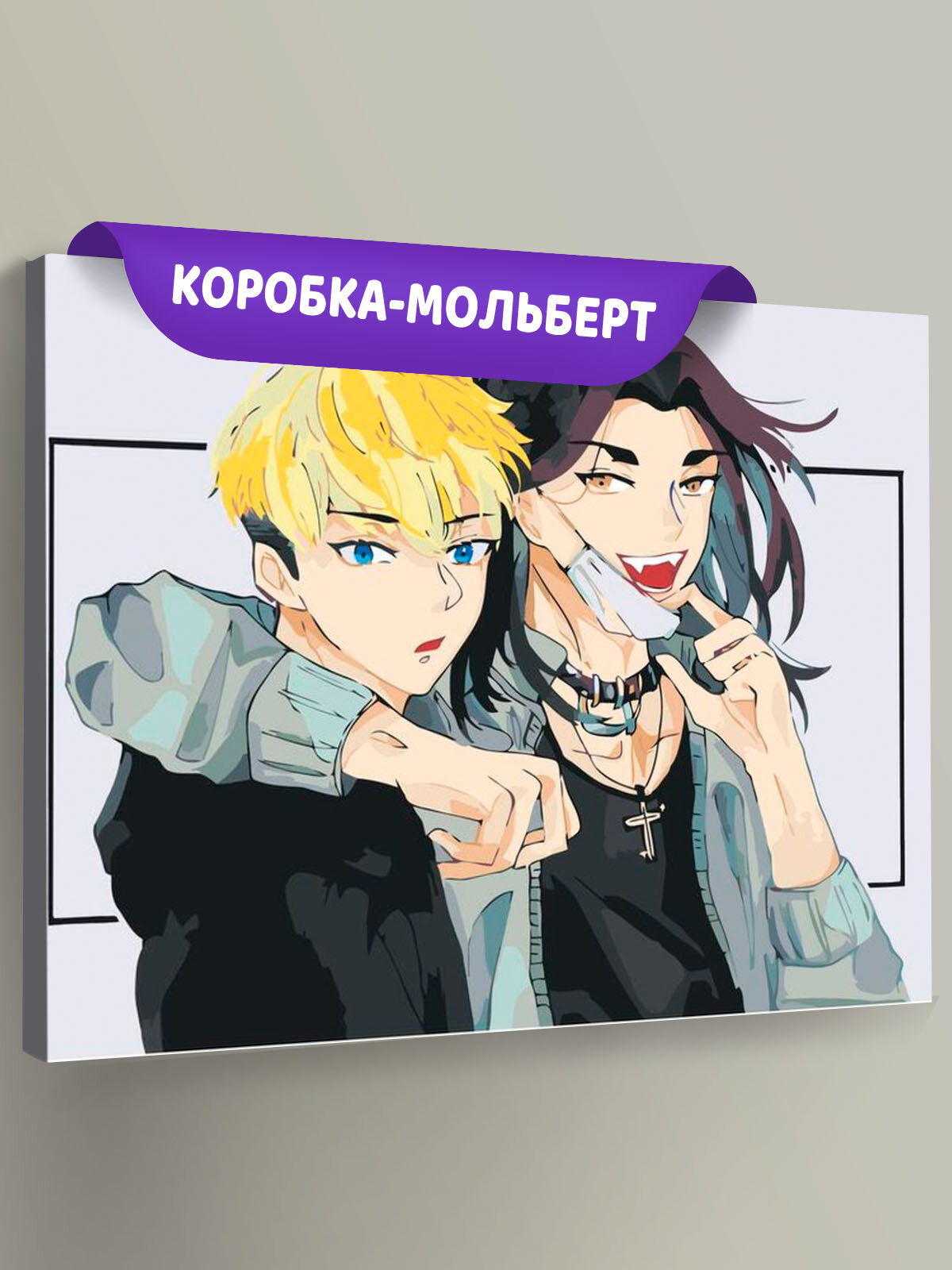 Картина по номерам на холсте с подрамником "Аниме Токийские Мстители: Баджи Кейске и Чифую Мацуна", Раскраска 40x50 см