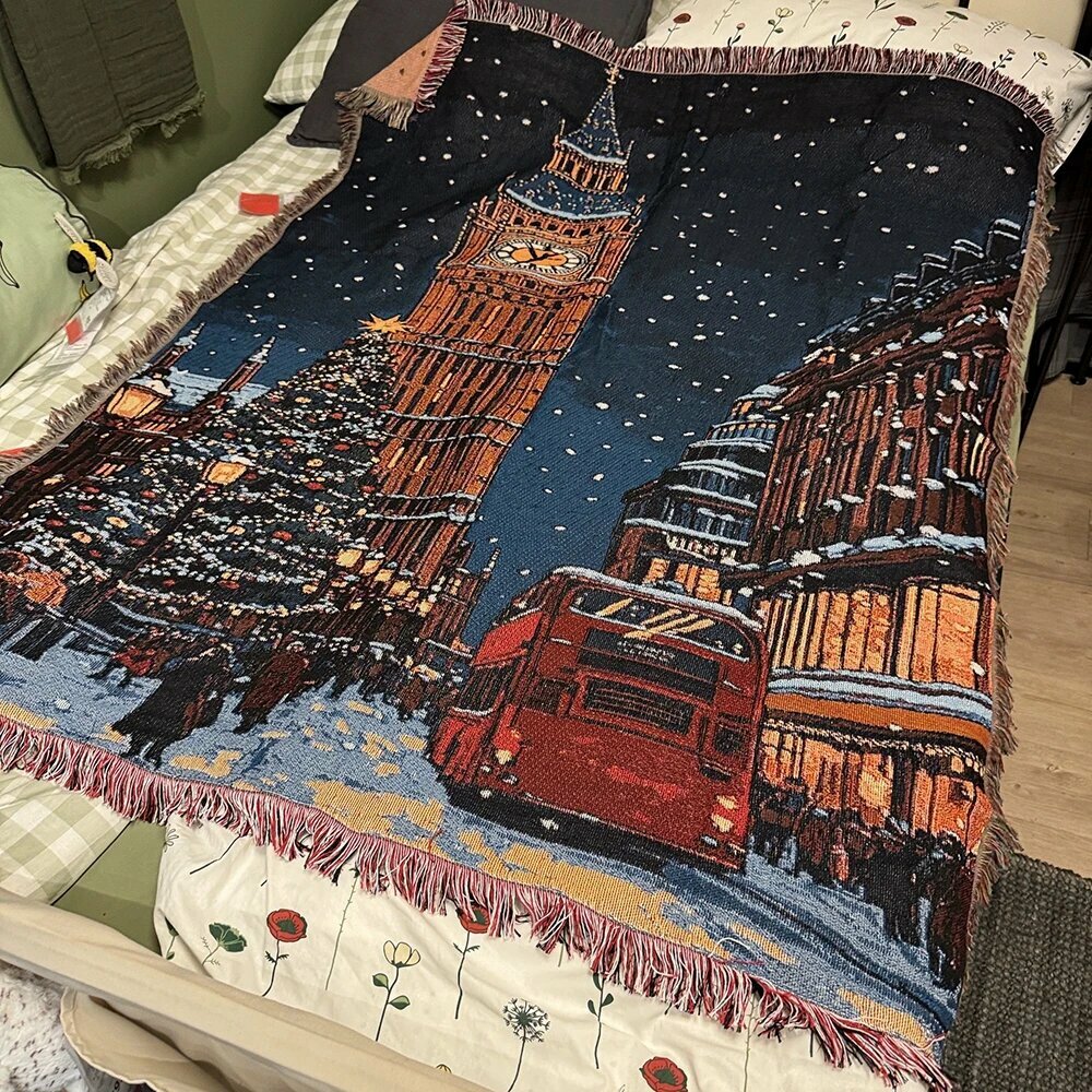 Одеяло для дивана "London", вязаное, ретро-стиль, 130х160 см