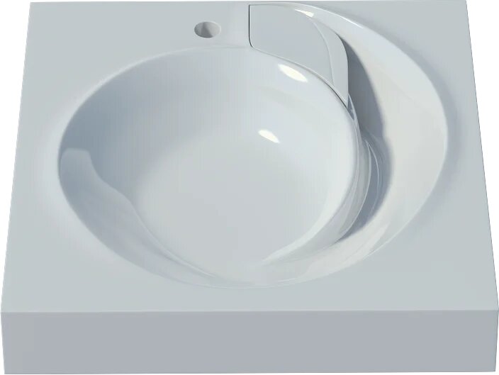 Раковина над стиральной машиной Madera QoPP 60 на кронштейне, белая, глянцевая, раковина для ванной из искусственного мрамора, квадратная