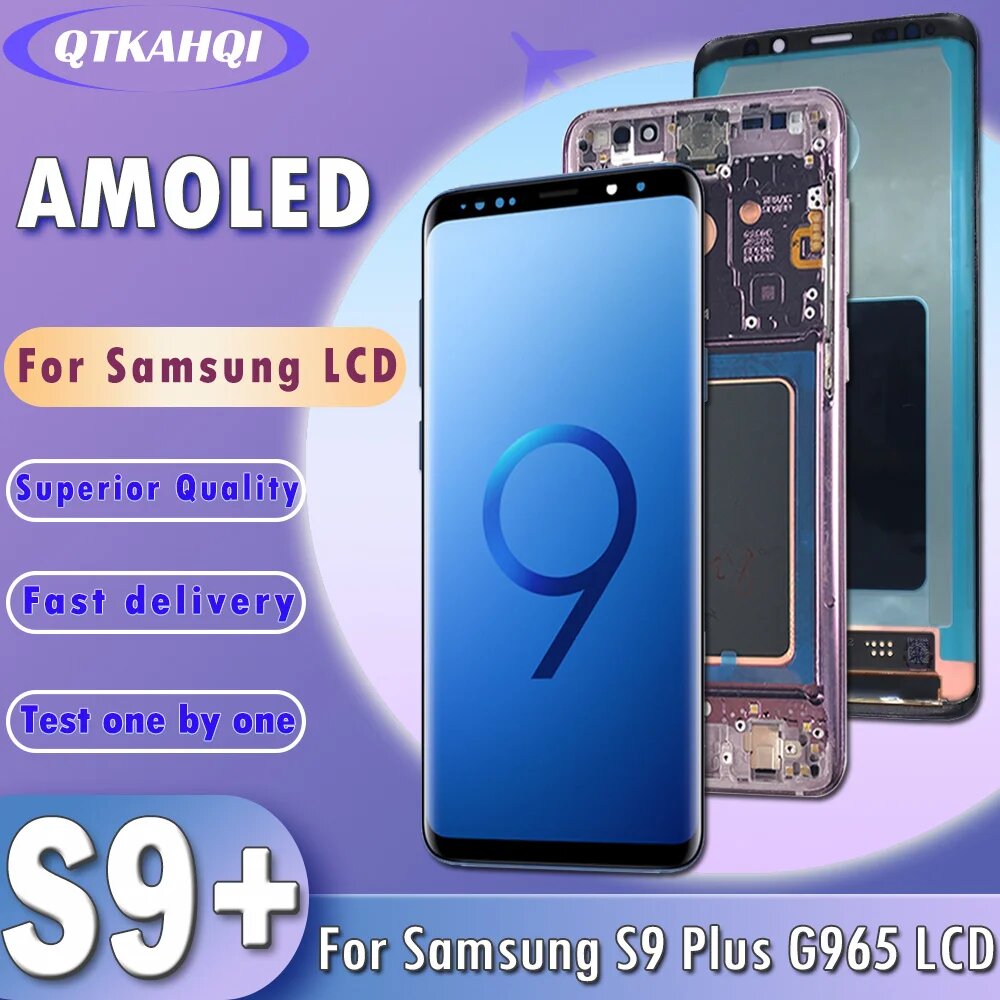 AMOLED-дисплей качества AAA для Samsung S9 plus, ЖК-дисплей, дигитайзер сенсорного экрана для G965 G965F, запасные части, замена Red With Frame