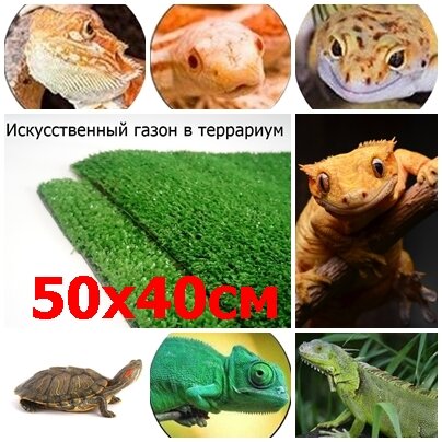 Грунт искусственный "Зелёная трава", для террариумов, 50x40 см, 2 шт.