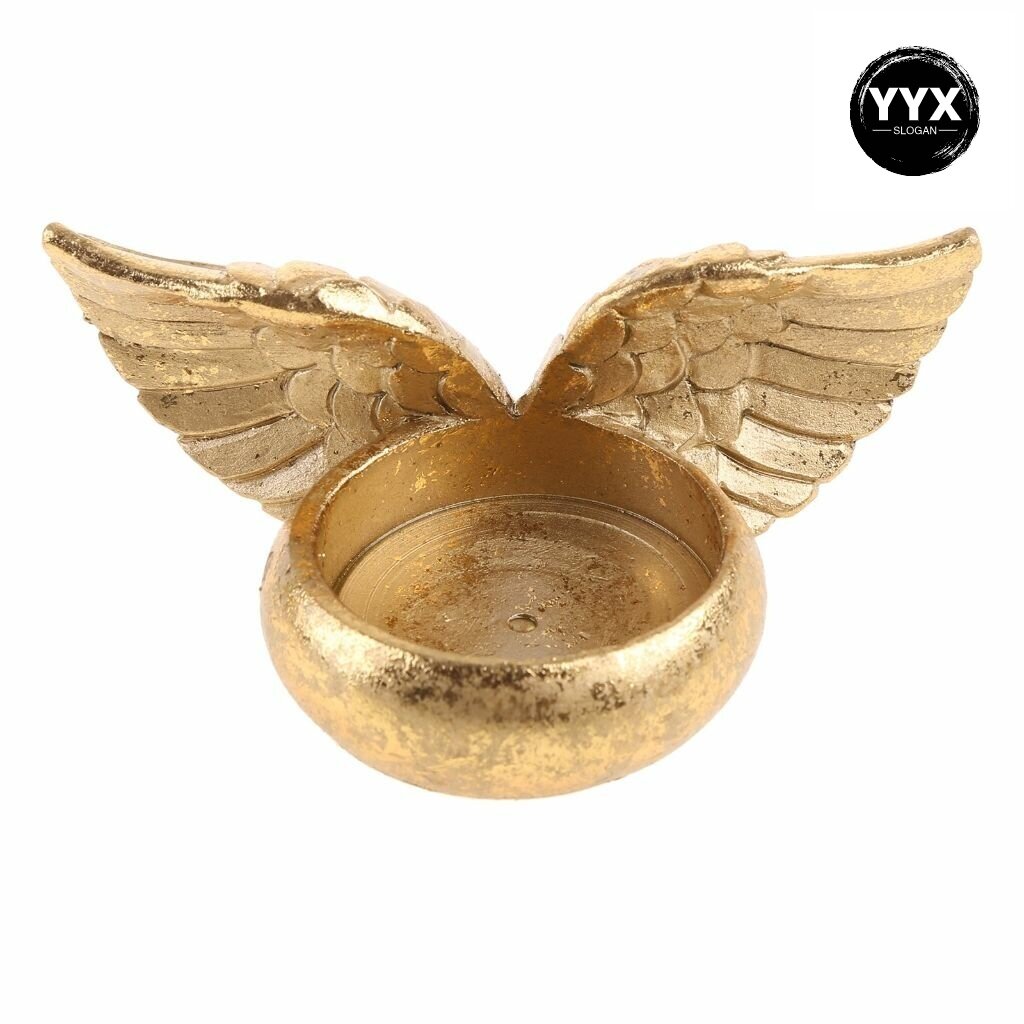 Круглый подсвечник в европейском стиле с крылышками- золото Круглый подсвечник в европейском стиле с крылышками- золото