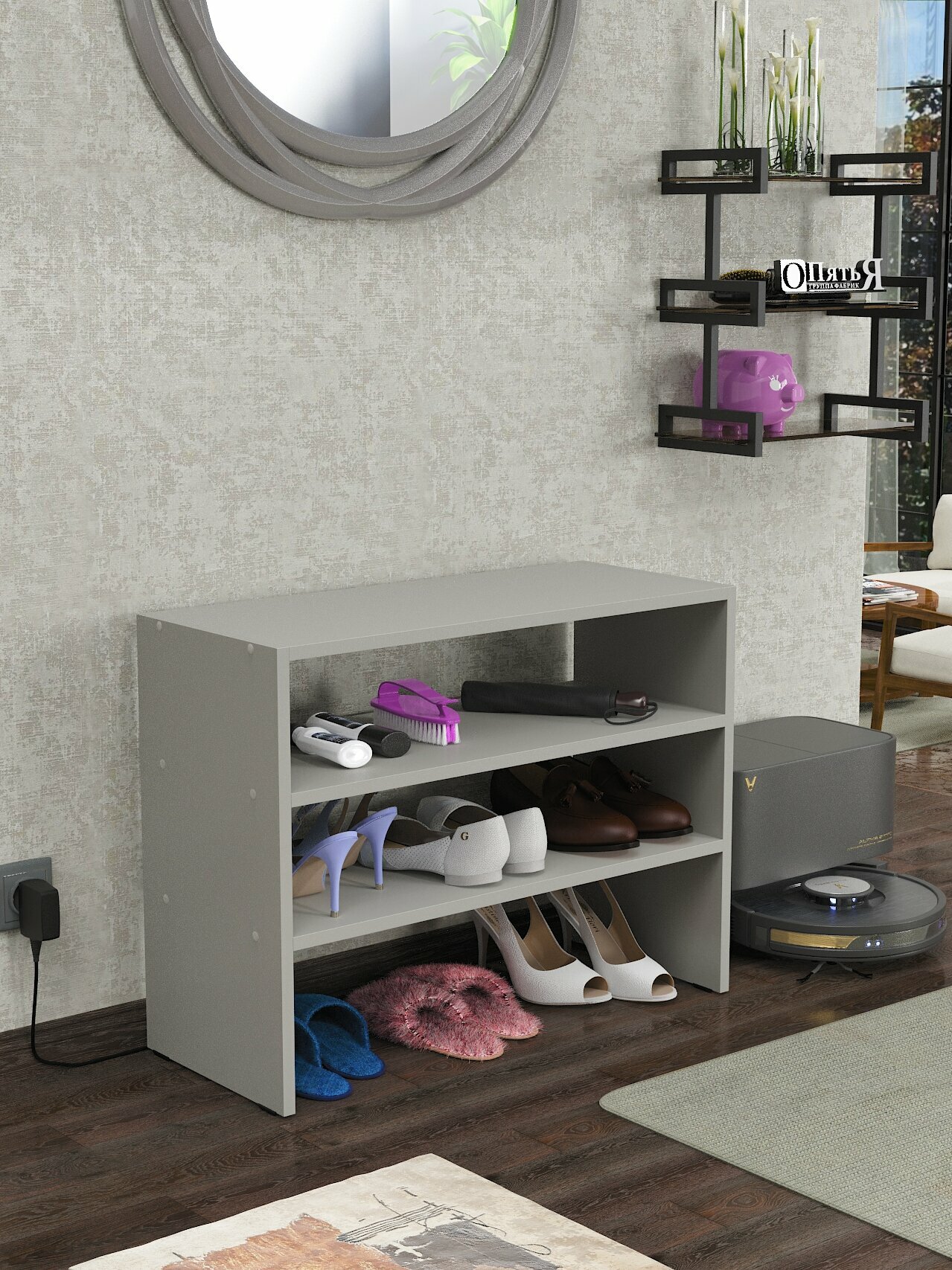 Тумба под обувь 3 полки, для хранения 12 пар обуви, ЛДСП 16мм