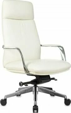 Кресло руководителя Бюрократ -Vega белый кожа с подголов. крестов. алюминий