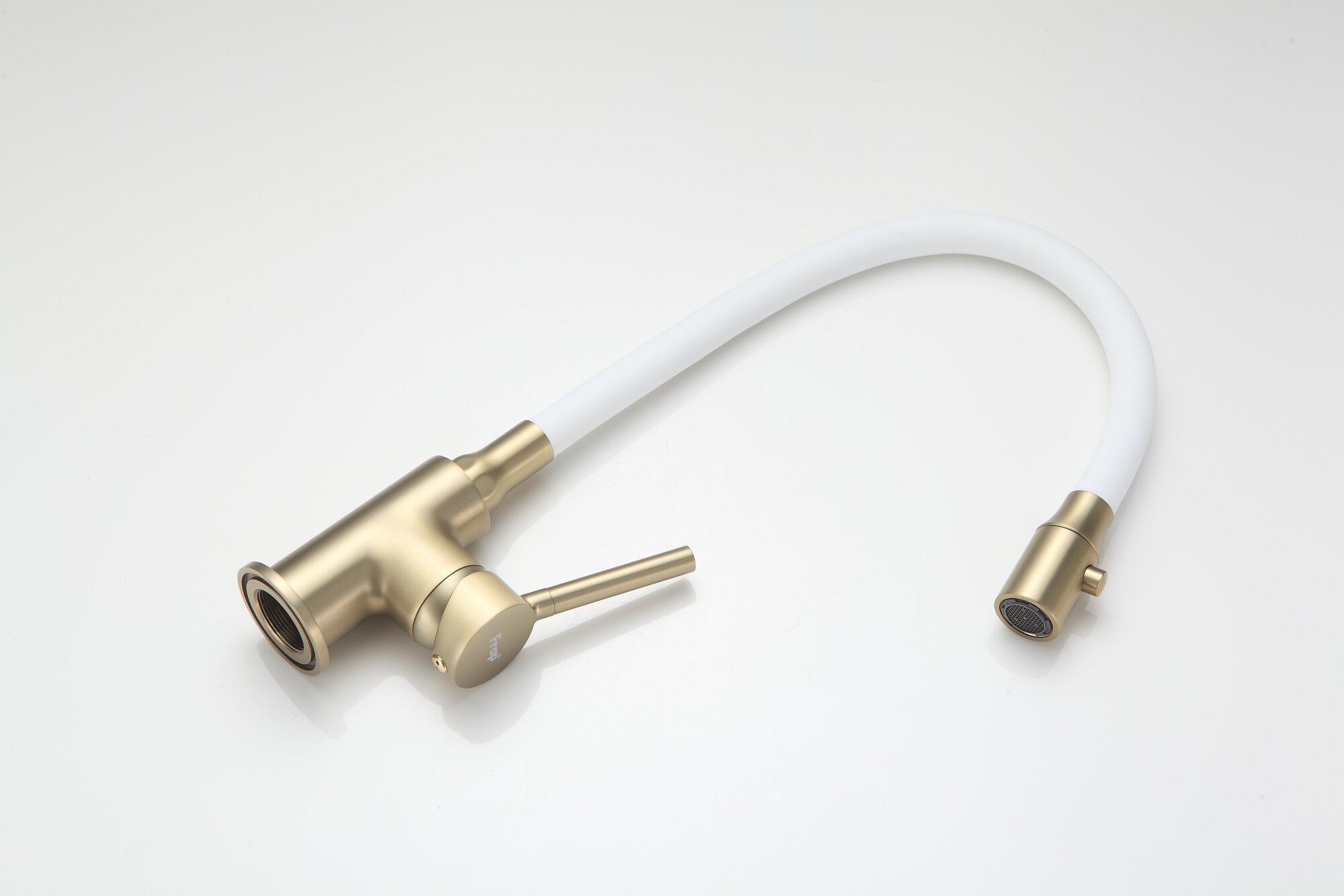 Смеситель для кухни FRAP F40553-3 белый, золотой сатин, гибкий излив, латунь, гайка