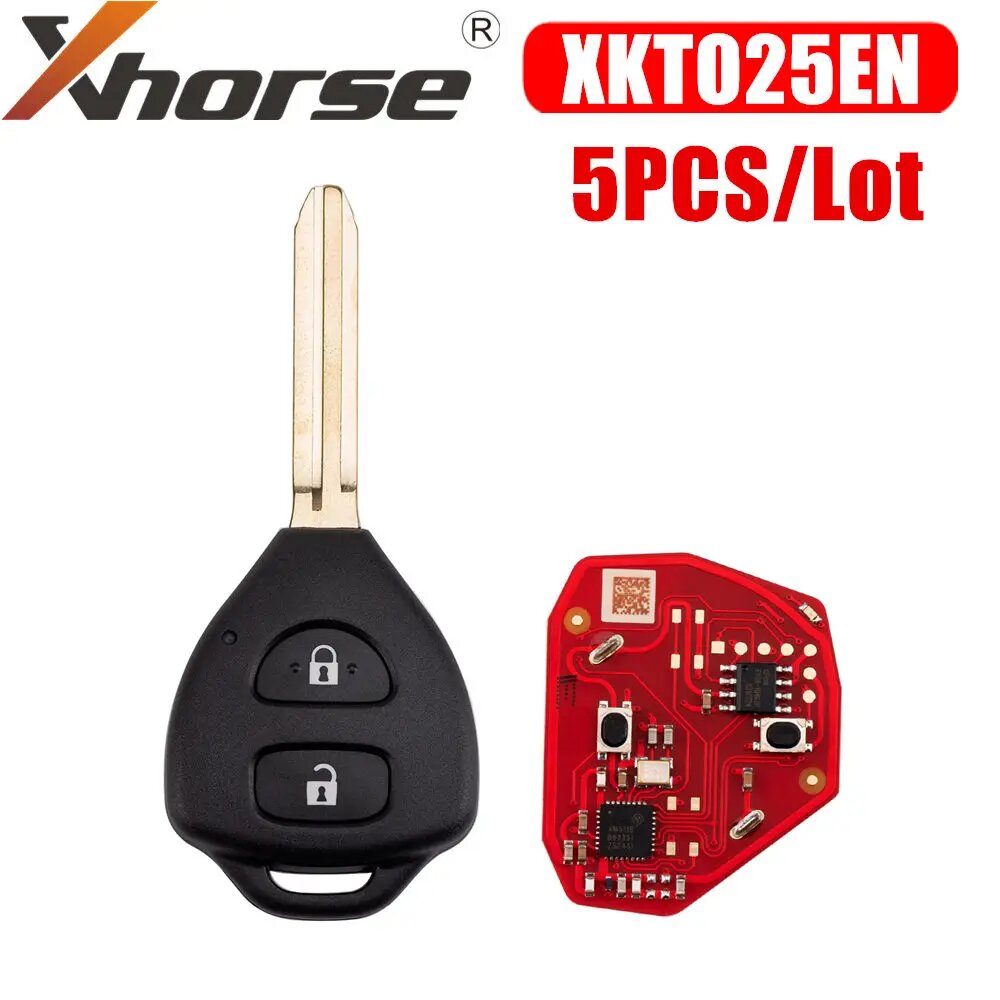 Xhorse XKTO25EN проводной дистанционный ключ 2-го поколения для Toyota Style Flat 2 кнопки английская версия 5 шт./лот