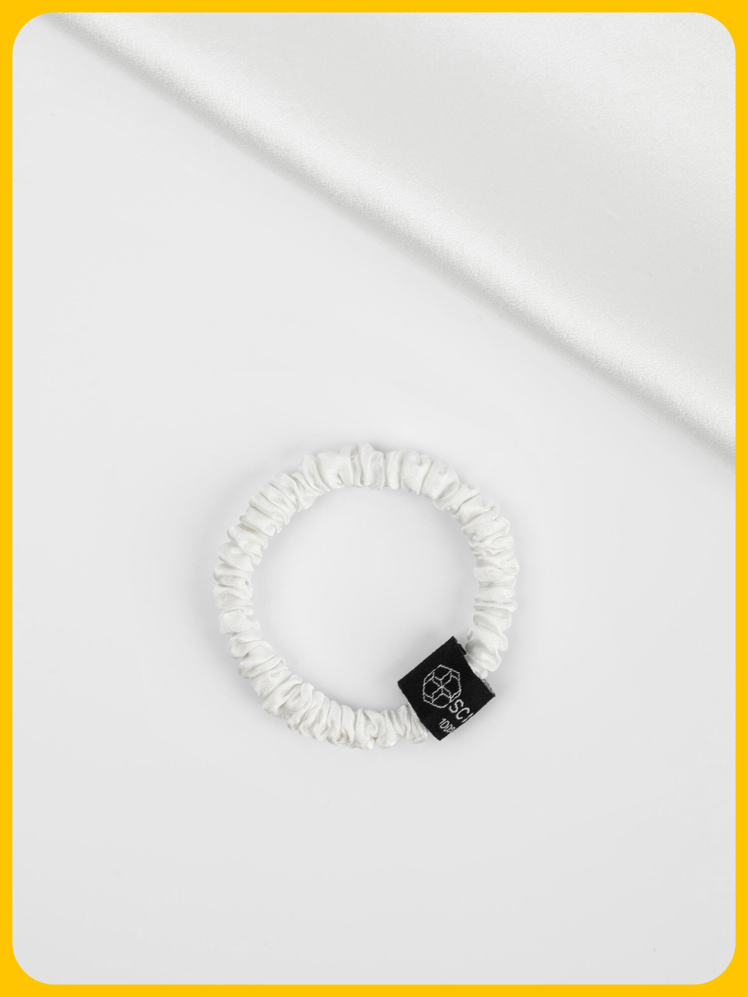 100% натуральный шелк 19 момми/Резинка для волос 1 см/белый цвет