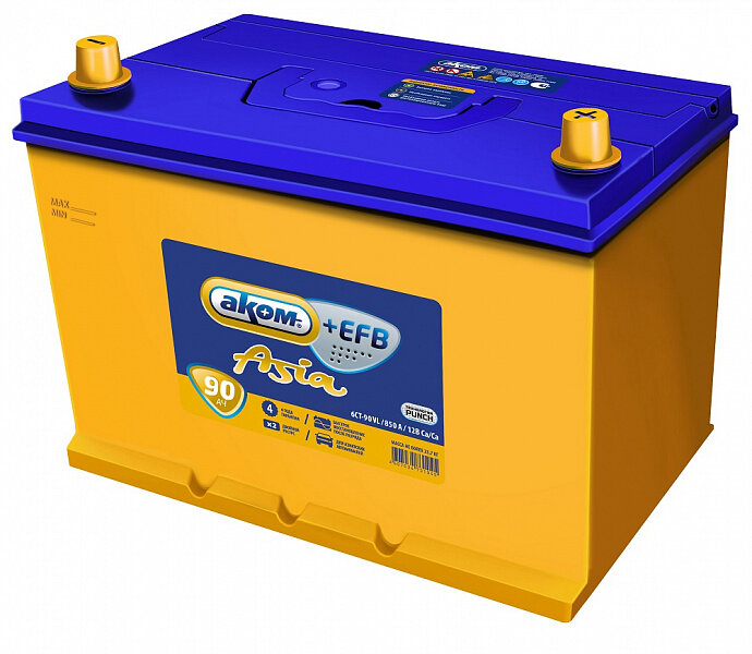 Аккумулятор АКОМ ASIA+EFB 90 90АЧ 850A ПП 306x173x225