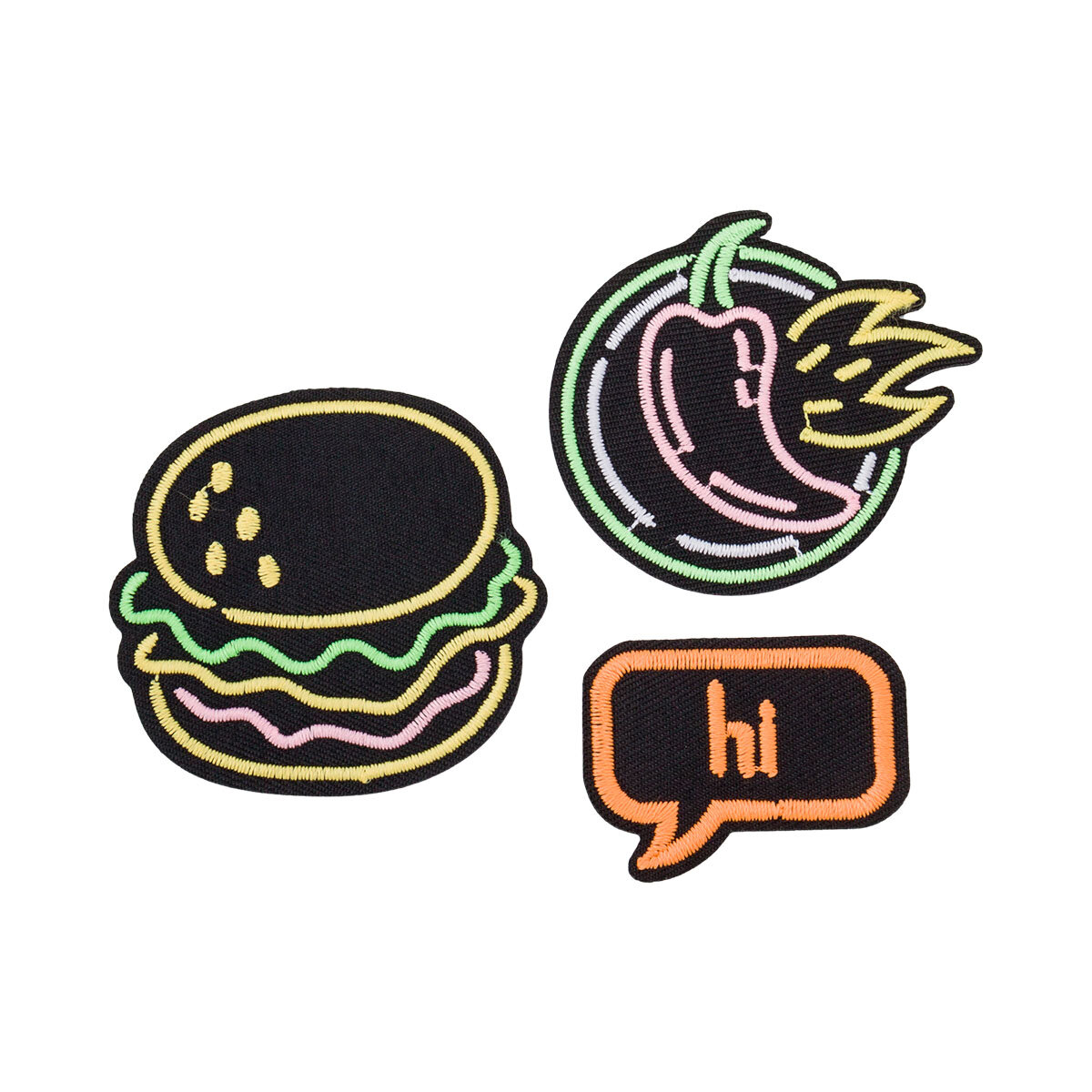 Термонаклейки на одежду светящиеся в темноте, набор 'Острый перекус', 3 штуки/упаковка, Hobby&Pro