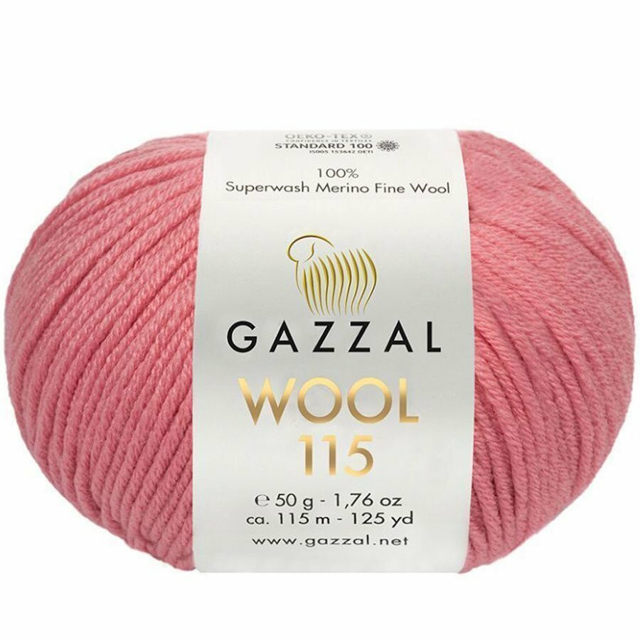 Пряжа Gazzal WOOL 115 3322 св. коралл (5 мотков)