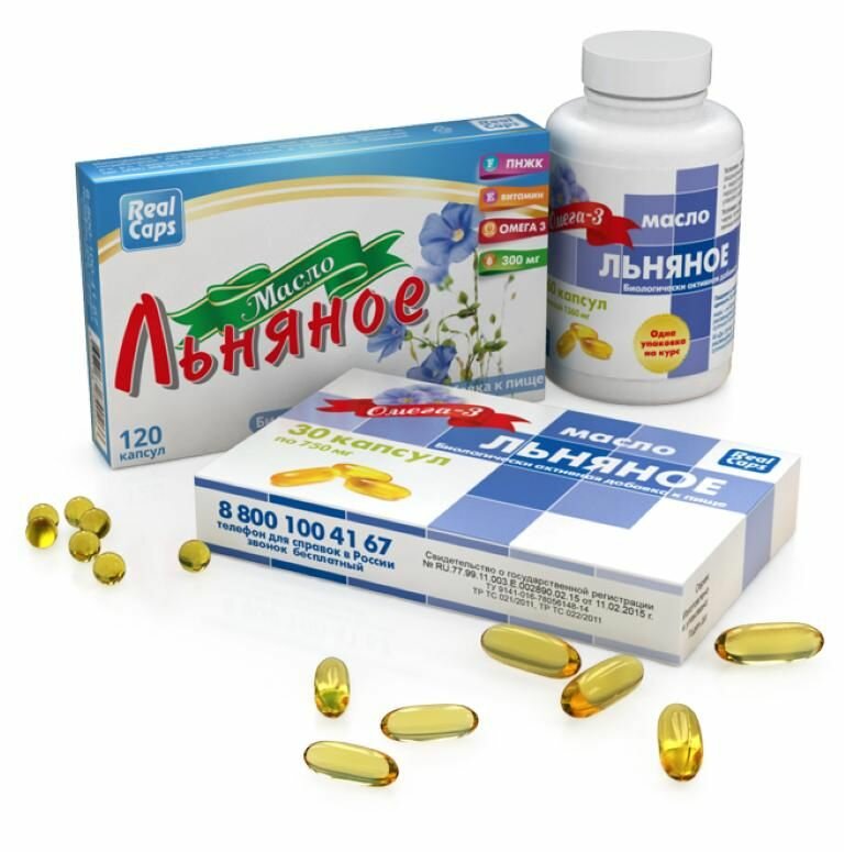 Масло косметическое RealCaps льняное № 30, для всех типов кожи